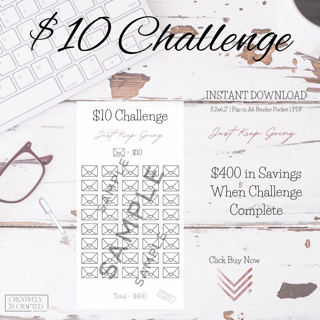 PRINTABLE Digital Download 10 Dollar Money Challenge Mini Savings Fun ...