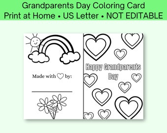 Grandparents Day Craft, Printable Grandparents Day Coloring Card for ...