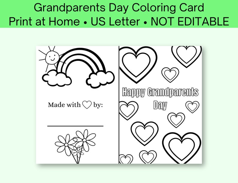 Grandparents Day Coloring Card Digital Download - Etsy