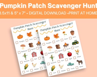 Printable Pumpkin Patch Scavenger Hunt Sheet Pumpkin Patch Checklist ...