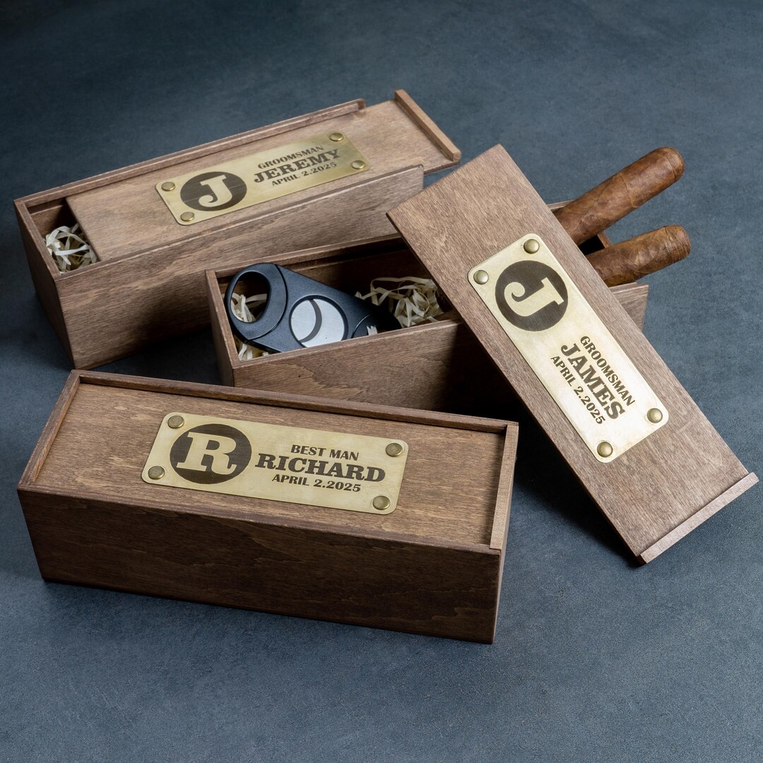 Custom Cigar Gift Box, Wooden Humidor, Groomsmen Gifts, Usher Ask Gift ...
