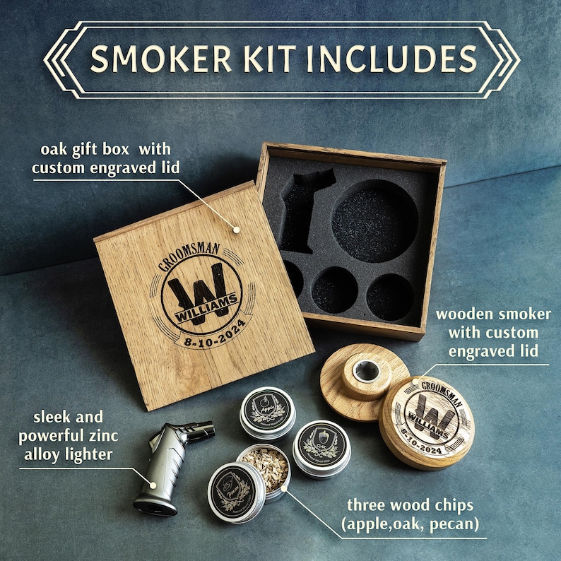 Custom Whiskey Smoker Kit: Personalized Bourbon Bar Set - Etsy