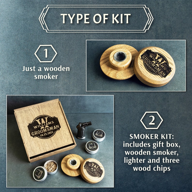 Personalized Whiskey Smoker Set: Engraved Oak Gift Box, Cocktail Smoker ...