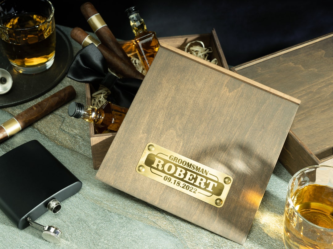 Custom Groomsmen Wooden Gift Box, Personalized Mens Keepsake Box ...
