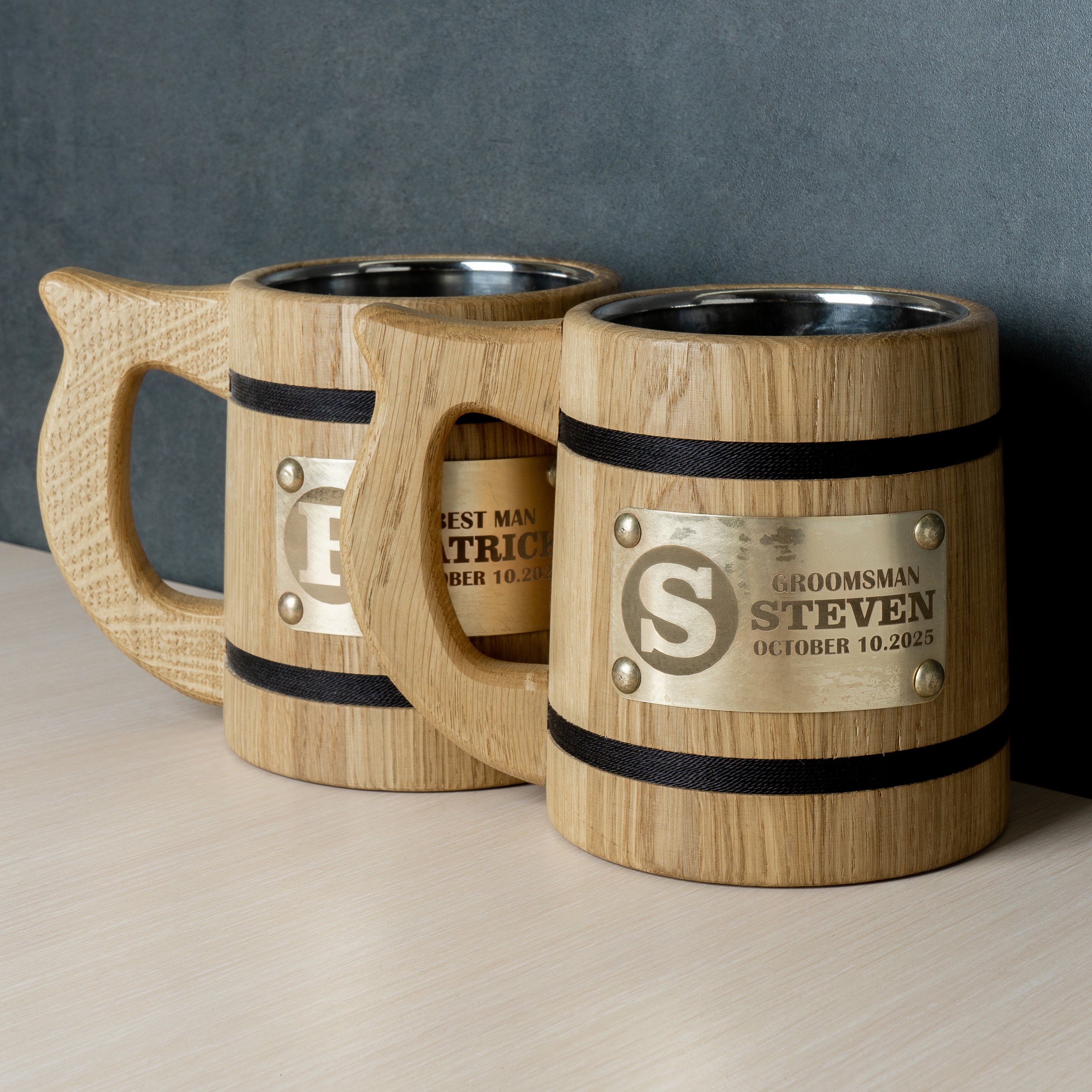 Custom Groomsmen Beer Mug, Personalized Wooden Tankard, Best Man ...