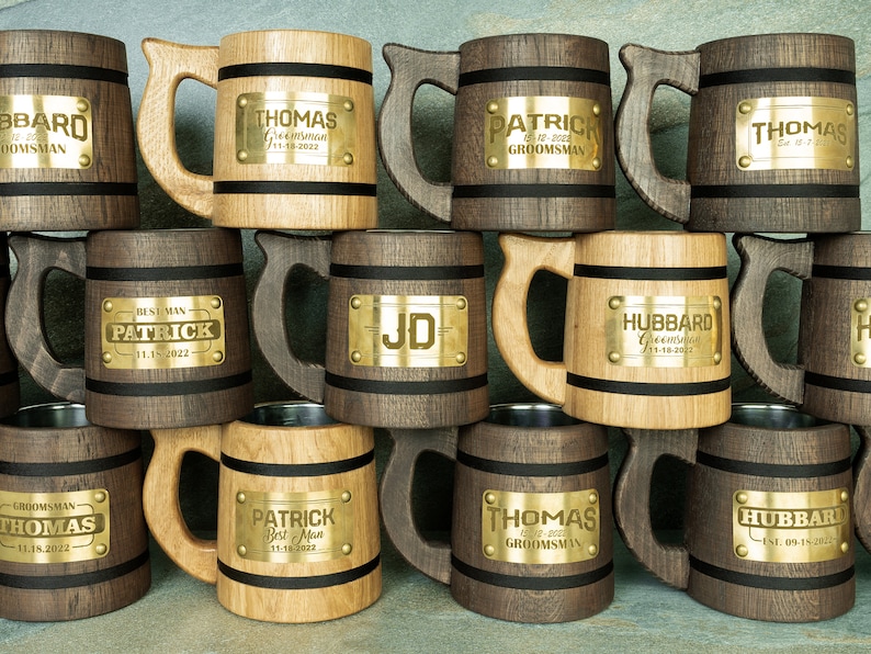 Engraved Wooden Beer Tankard: Personalized Groomsmen Gift, Viking Mug ...