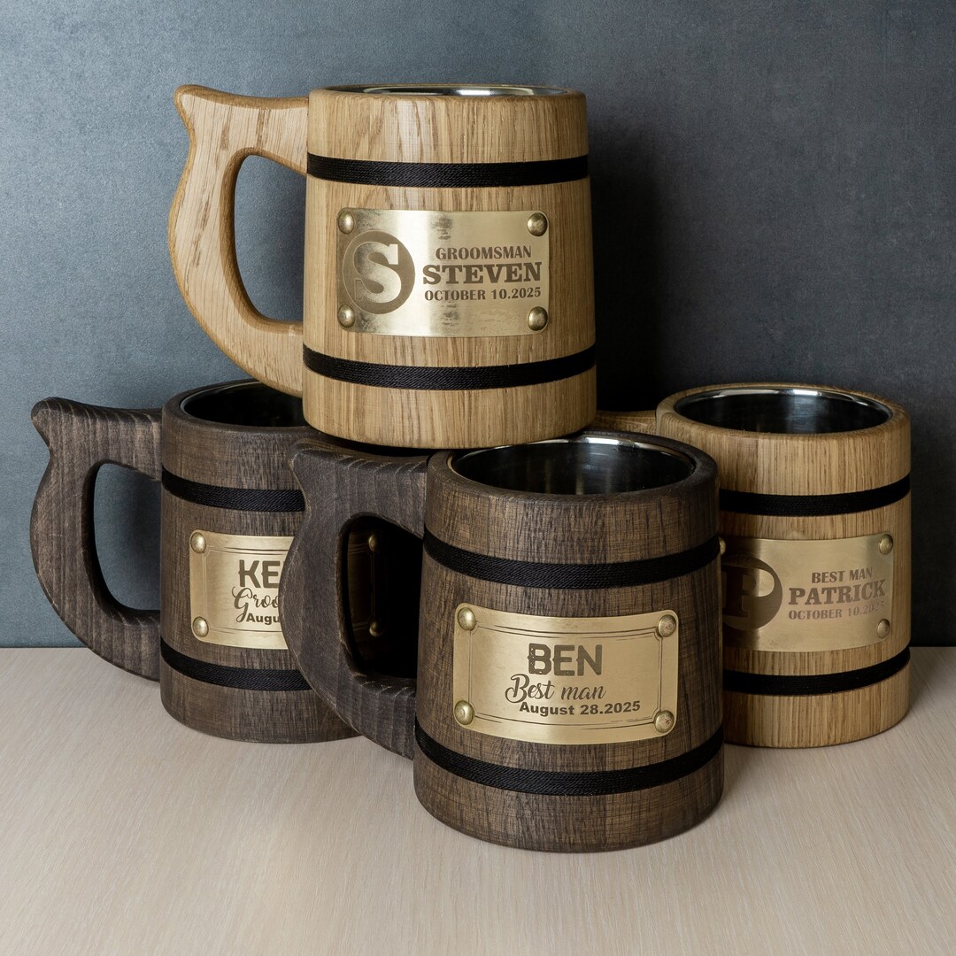 Customized Beer Mug Groomsmen Gift, Personalized Beer Stein, Wooden ...