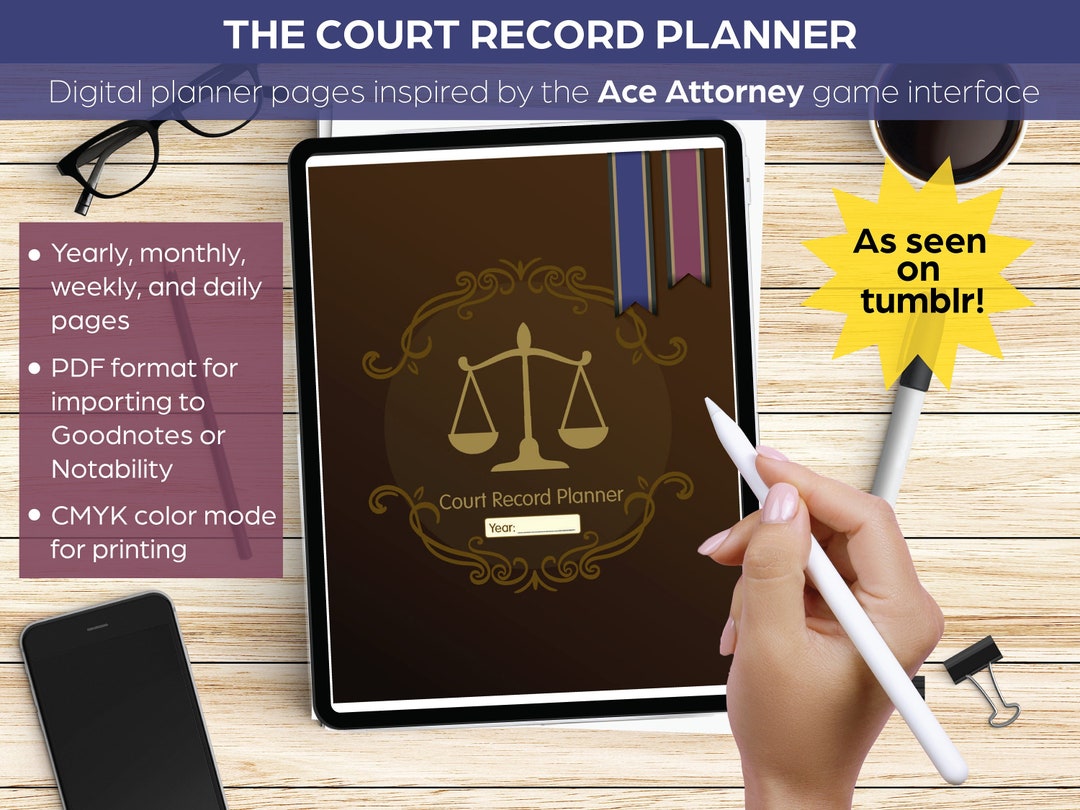 The Court Record Planner - Ace Attorney Themed Digital Planner - Etsy