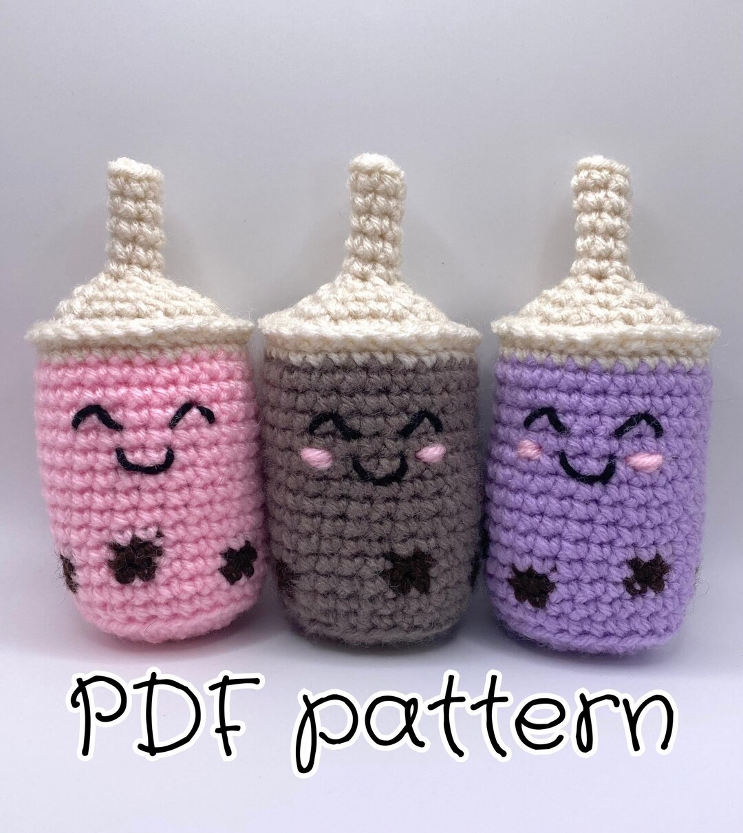 No Sew Boba Drink Crochet Pattern, Easy Kawaii Amigurumi Pattern, Boba ...