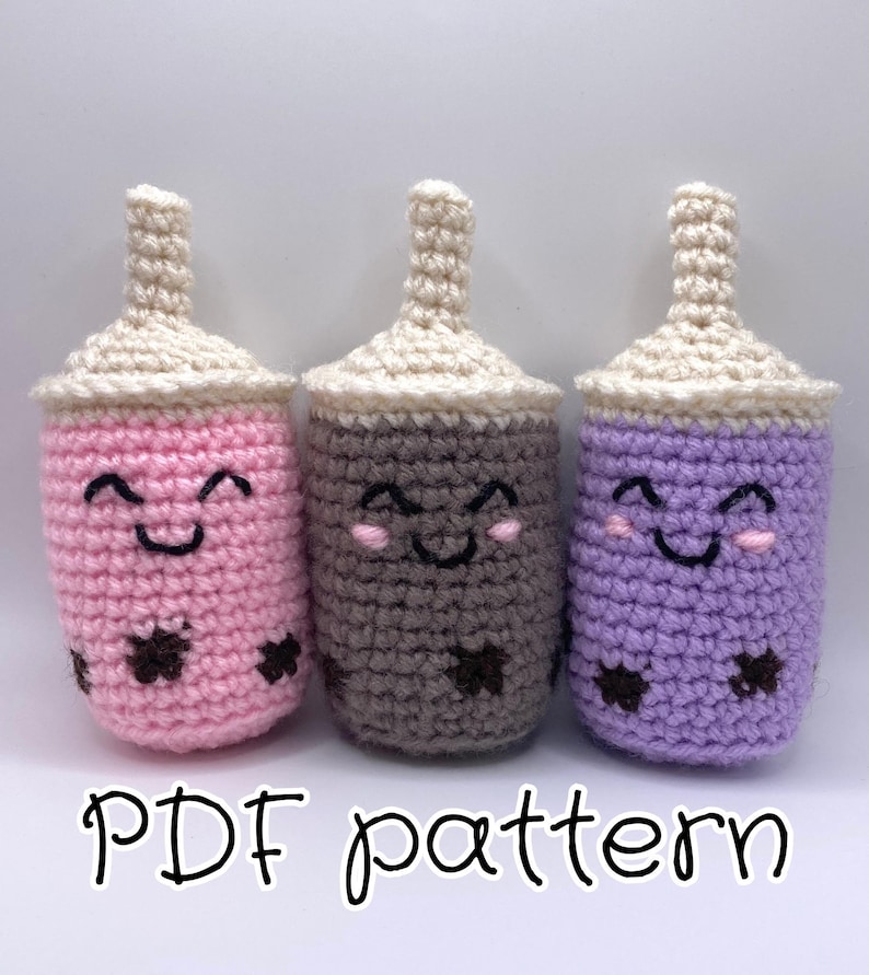 No Sew Boba Drink Crochet Pattern, Easy Kawaii Amigurumi Pattern, Boba ...