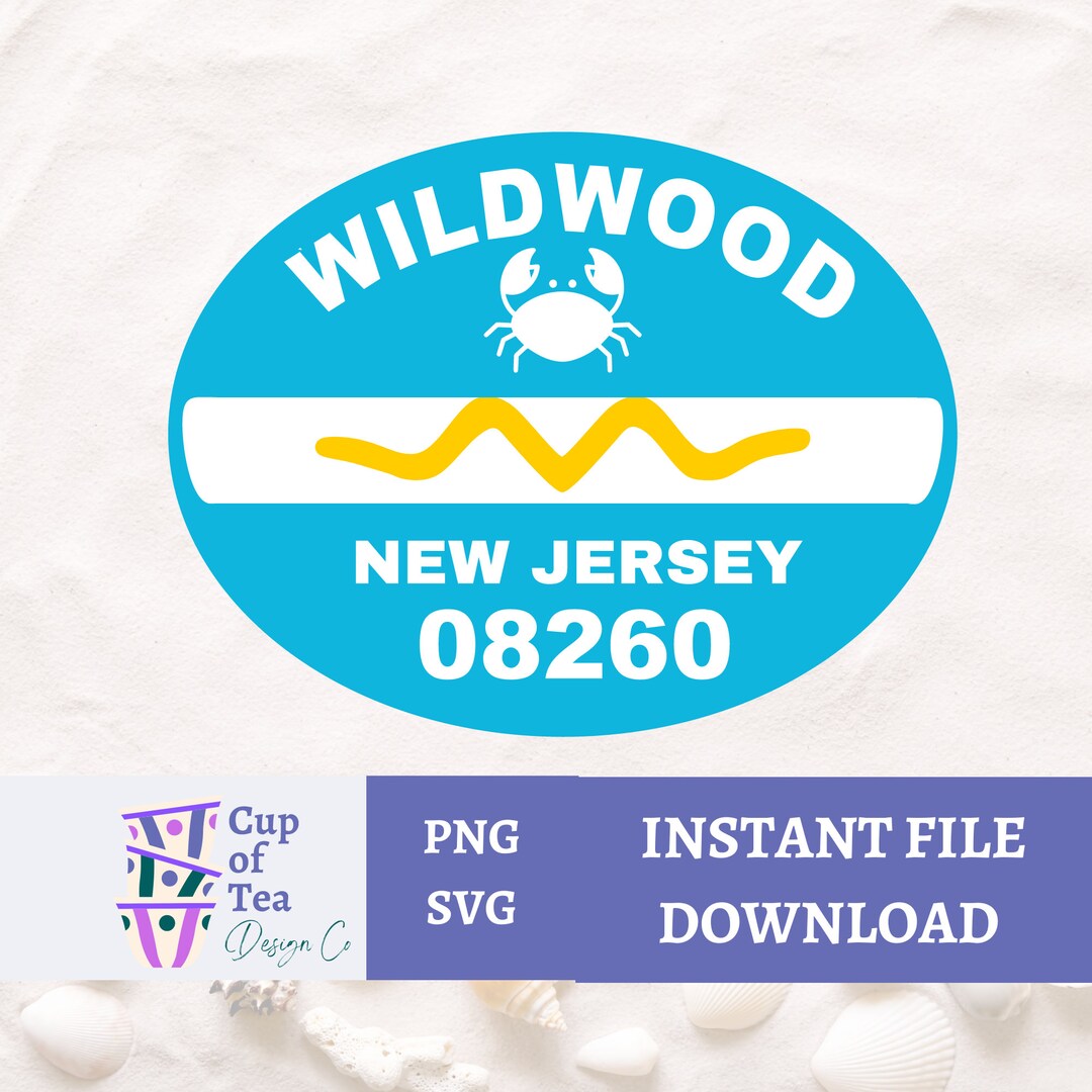 Wildwood New Jersey Beach Badge Svg Png Shore NJ Digital File Beach Bag ...