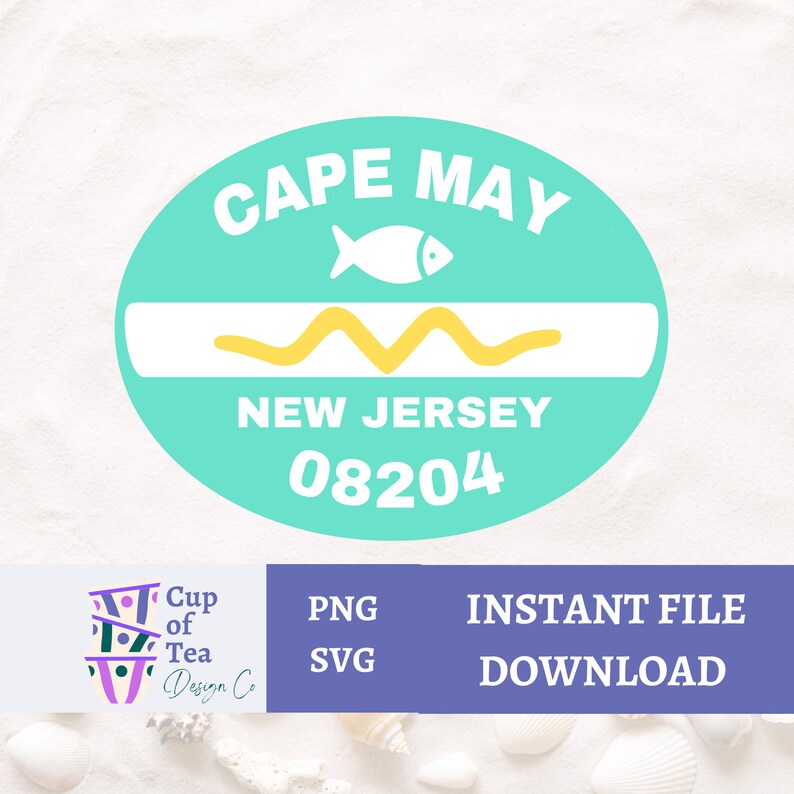 Cape May New Jersey Beach Badge SVG PNG - Cape May- Shore NJ- Digital ...