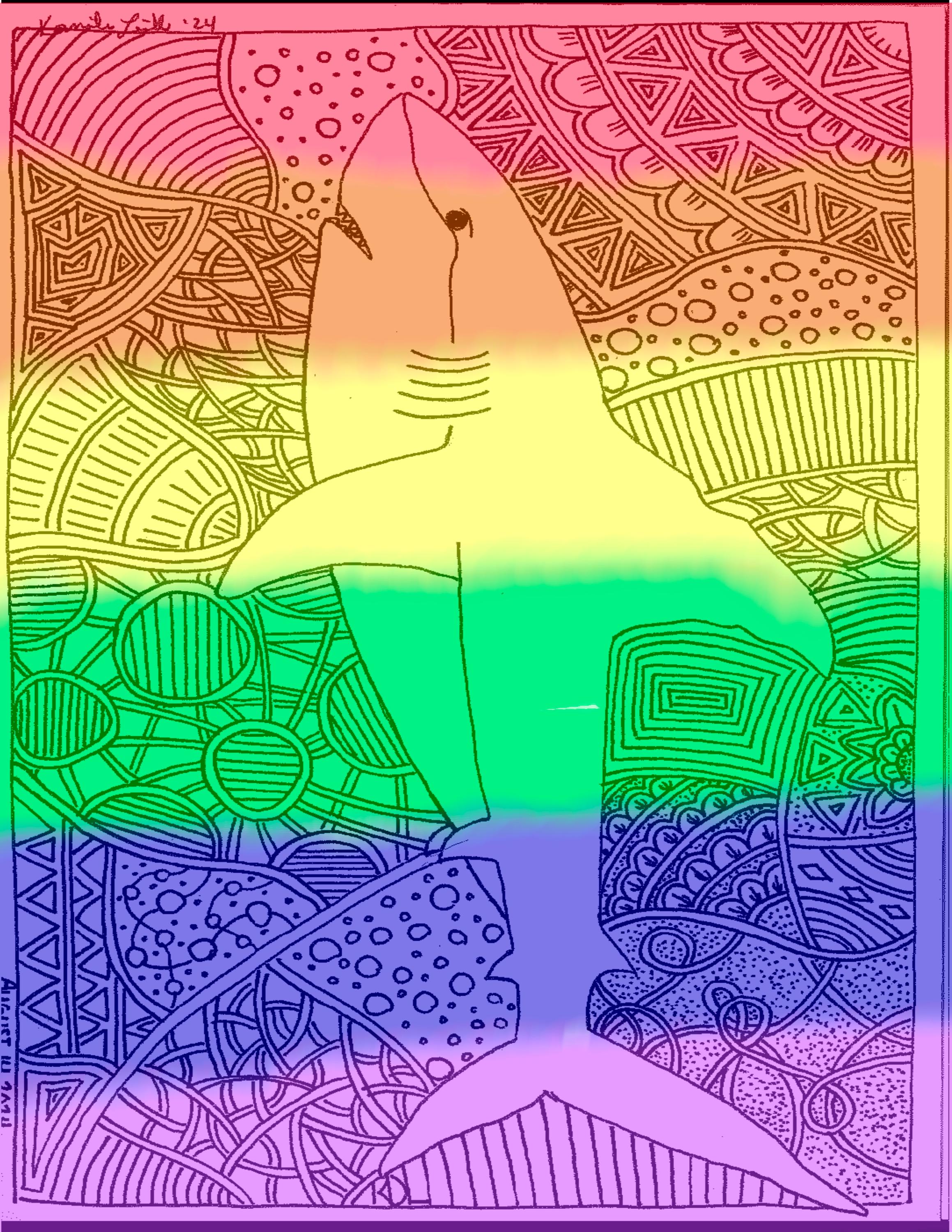 Shark Zentangle Coloring Page - Etsy