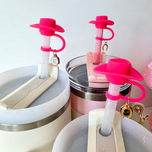 Cowgirl Hat Straw Topper Retro Western Straw Buddy Pink Cowgirl Cup ...