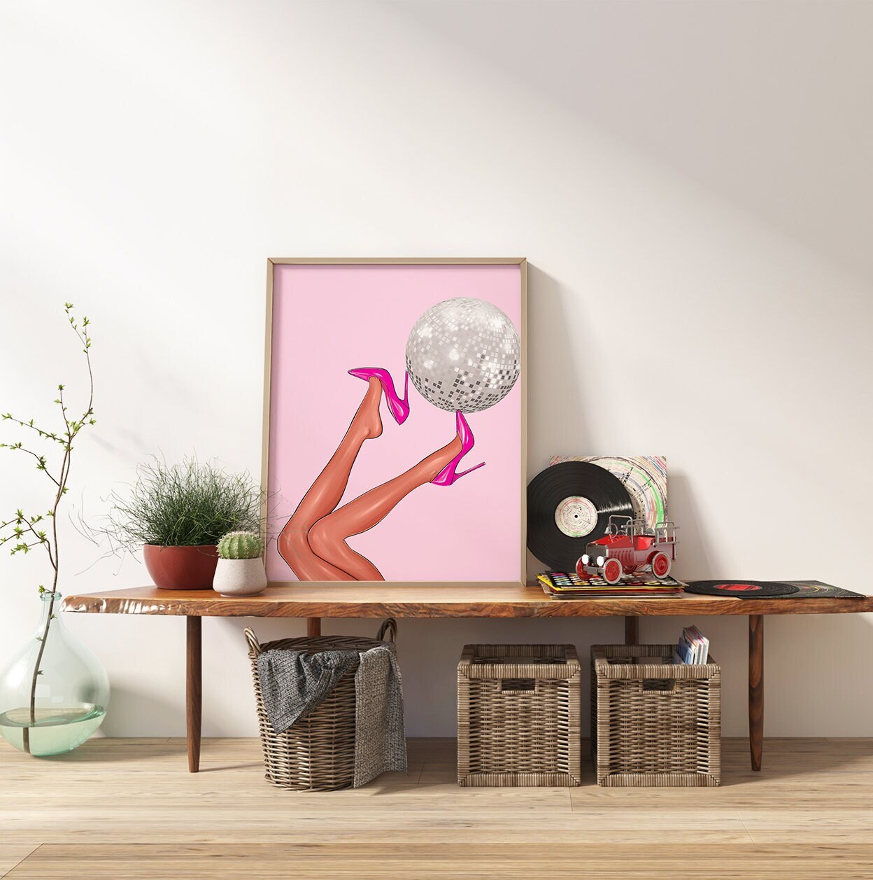 Printable Pink Retro Disco Ball Dorm Room Poster Print Girly - Etsy