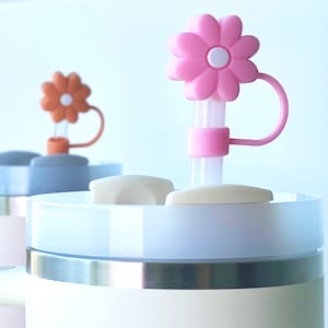 Retro Daisy Tumbler Straw Topper Floral Bottle Straw Cover Silicone ...