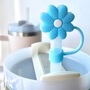 Retro Daisy Tumbler Straw Topper Floral Bottle Straw Cover Silicone ...