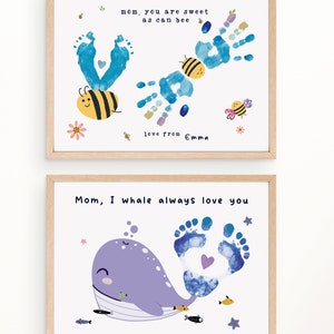 Printable Handprint Art Bundle of 6 DIY Birthday Gift for Mom Birthday ...