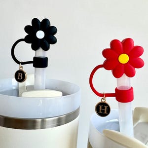 Retro Daisy Tumbler Straw Topper Floral Bottle Straw Cover Silicone ...