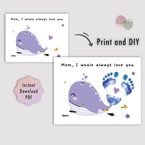 Printable Handprint Art Bundle of 6 DIY Birthday Gift for Mom Birthday ...