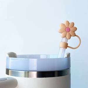 Retro Daisy Tumbler Straw Topper Floral Bottle Straw Cover Silicone ...