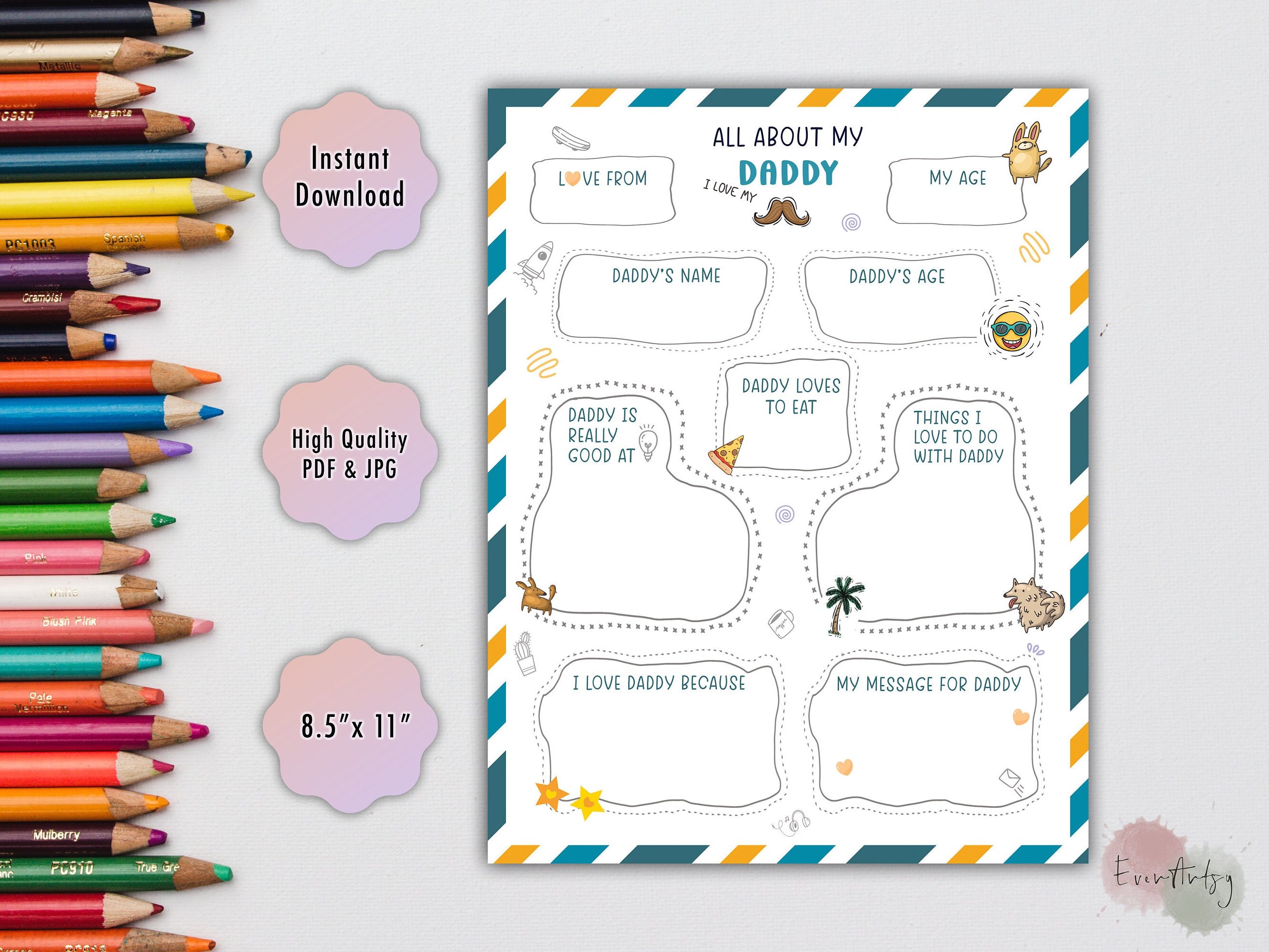 Father's Day Printable All About My Dad Kids Activity - Etsy