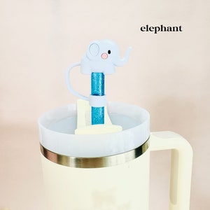 Dino Straw Topper Animal Straw Cover Tiger Straw Buddy Elephant Straw ...