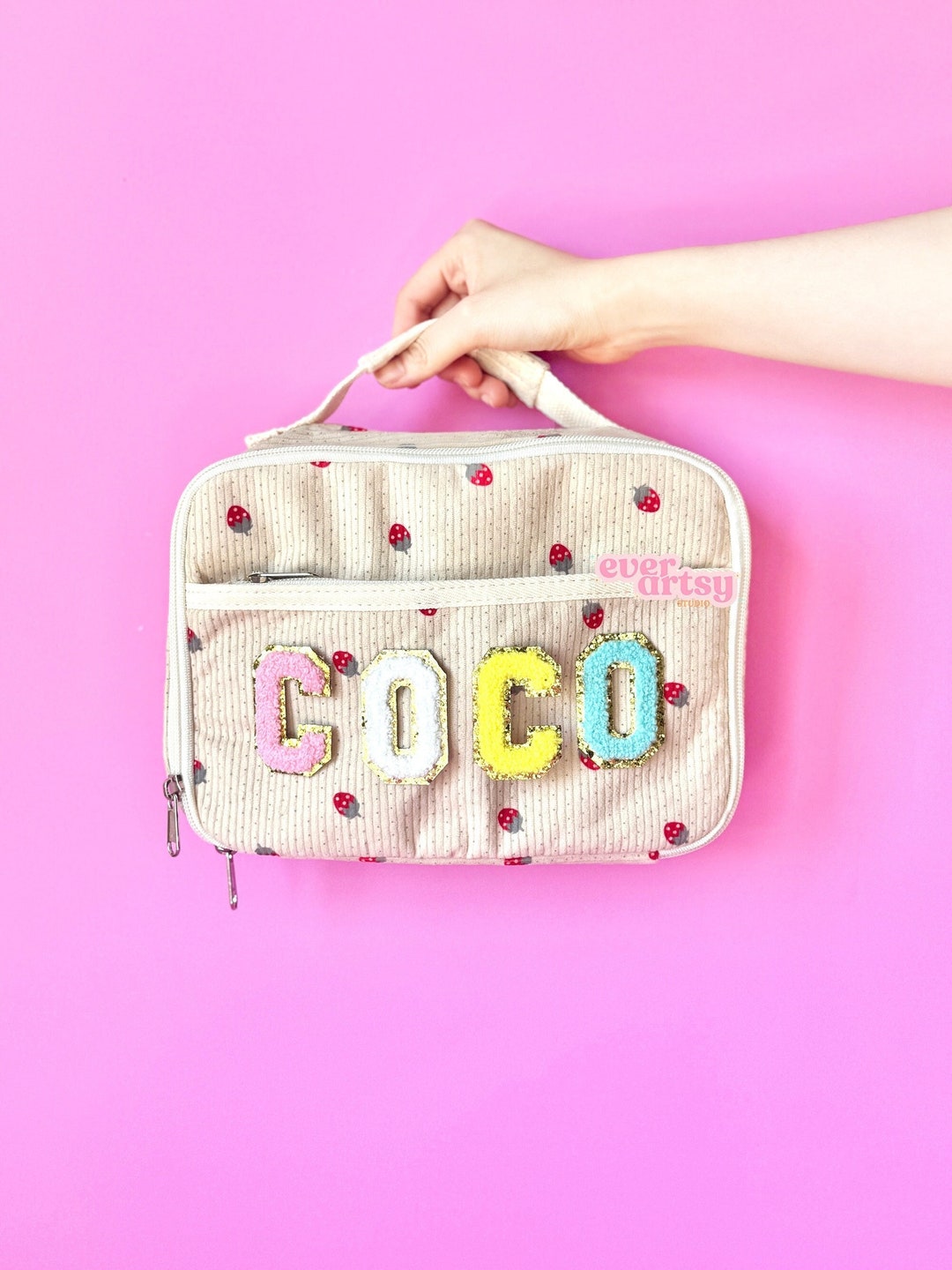 Custom Lunch Bag Back to School Gift for Kid Strawberry Monogram Lunch ...