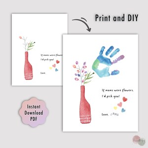 Printable Handprint Art Bundle of 6 DIY Birthday Gift for Mom Birthday ...