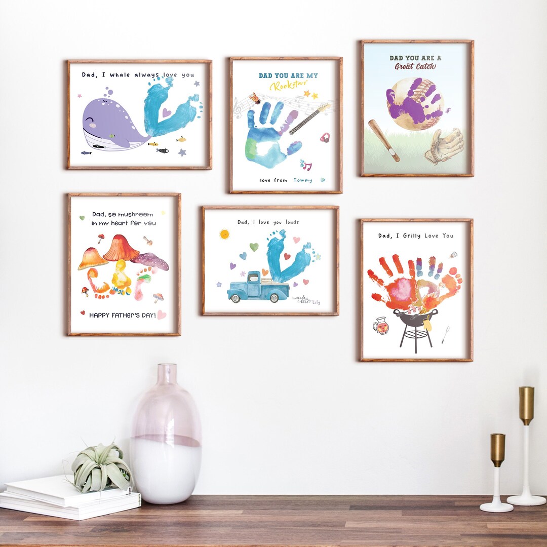 Printable Father's Day Handprint Art Bundle of 6 Gift From Kids Baby ...