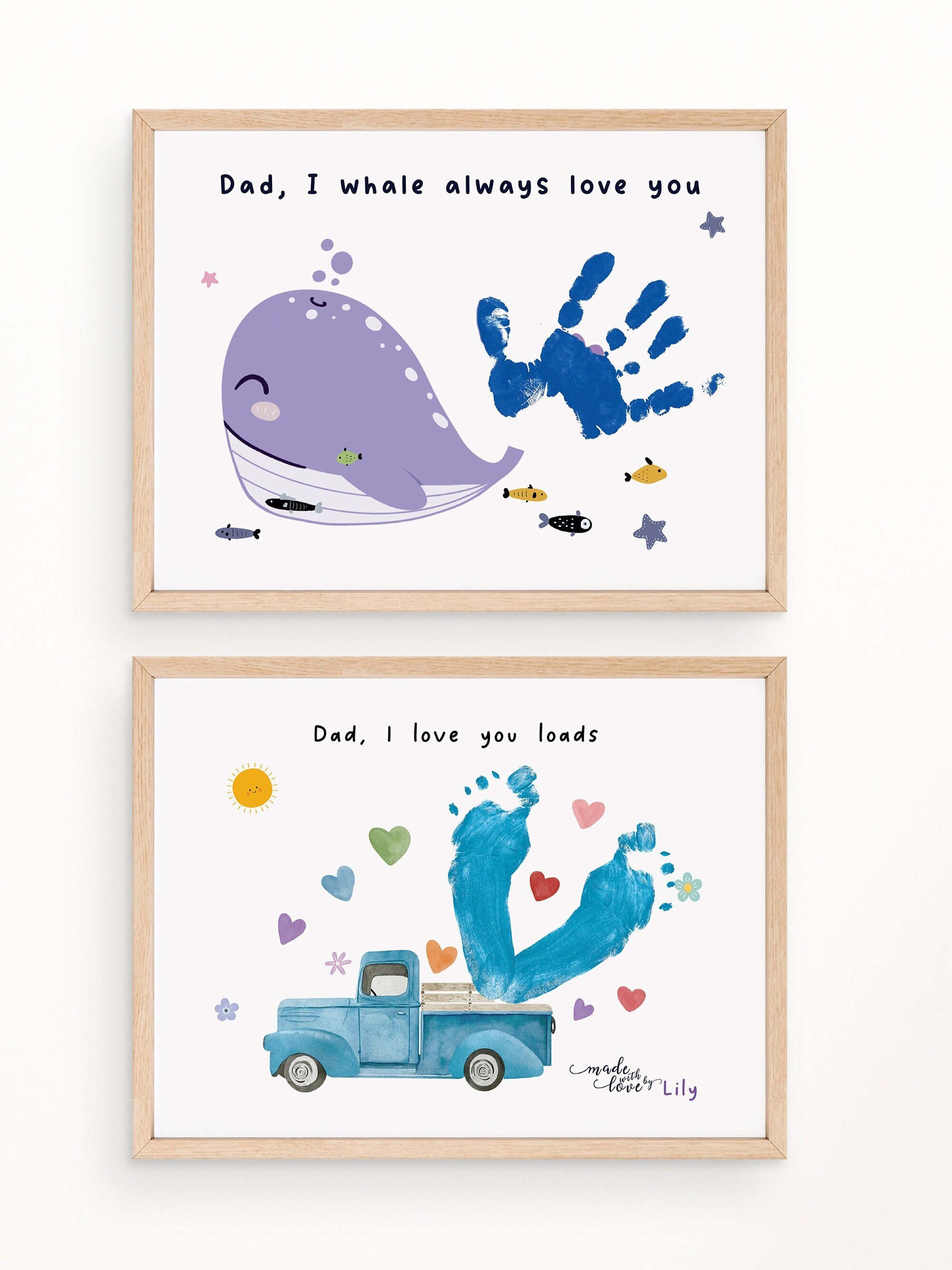 Father's Day Printable Handprint Template Bundle of 8 Gift - Etsy