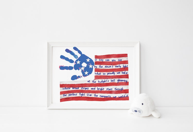 4th of July Printable Handprint Art American Flag National - Etsy