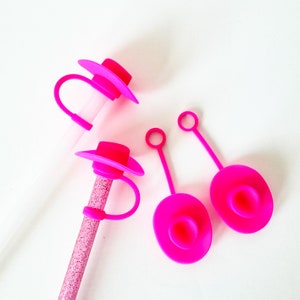 Cowgirl Hat Straw Topper Retro Western Straw Buddy Pink Cowgirl Cup ...