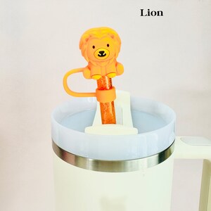 Dino Straw Topper Animal Straw Cover Tiger Straw Buddy Elephant Straw ...