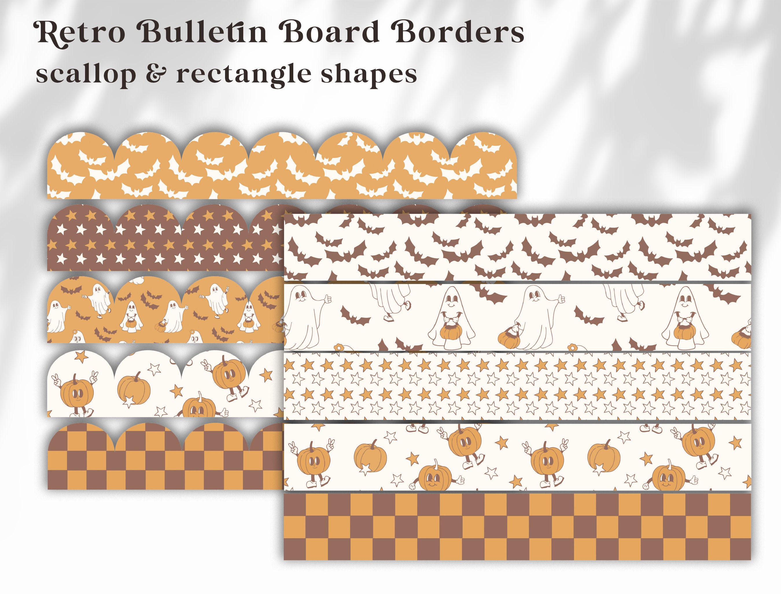 Groovy Halloween Bulletin Board Border Printable Retro Ghost - Etsy