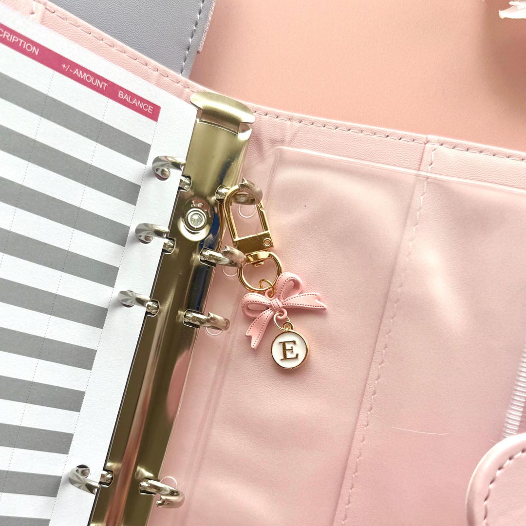 A6 Binder Charm Coquette Bow Initial Budget Binder Accessory Monogram ...