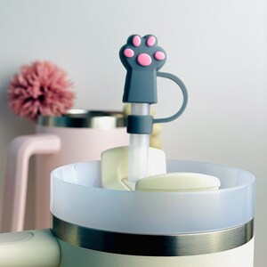 Paw Straw Topper Cat Tumbler Straw Cover Cute Cat Straw Buddy Tumbler ...
