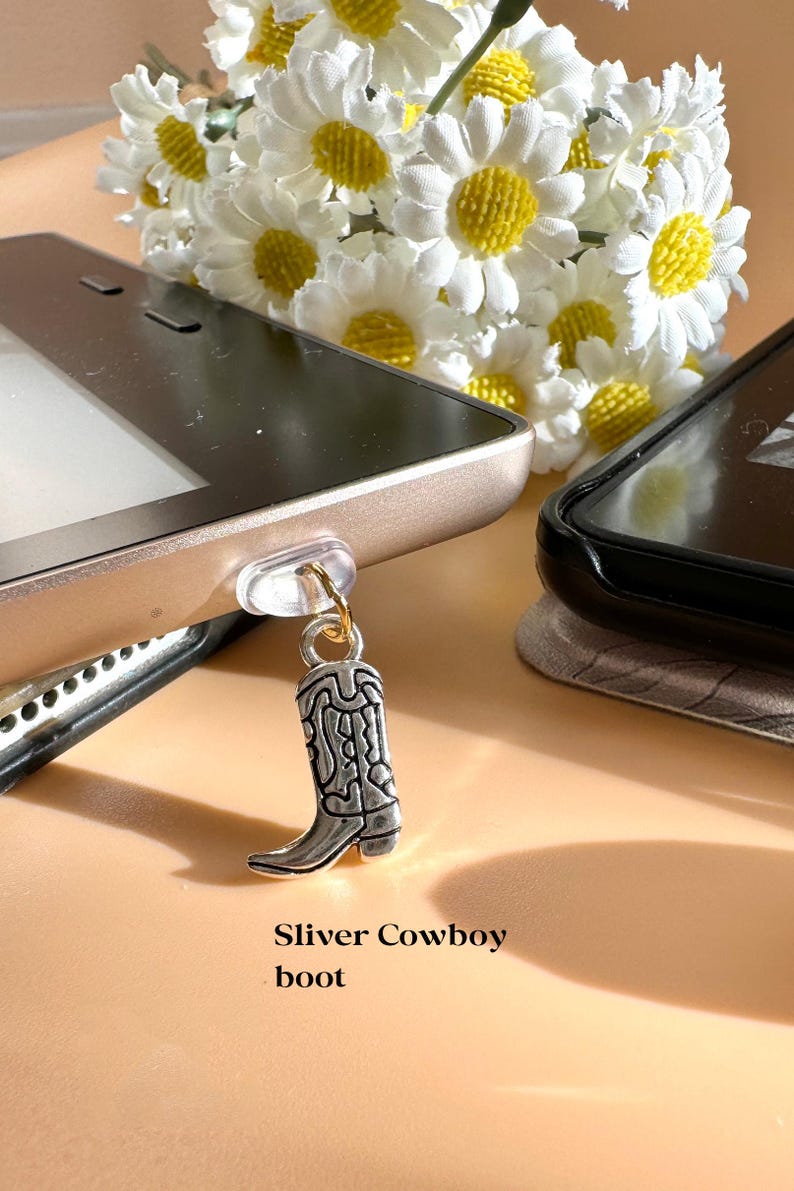 Western Dust Plug Charm Retro Disco Ball Phone Charm Cowboy Boot ...