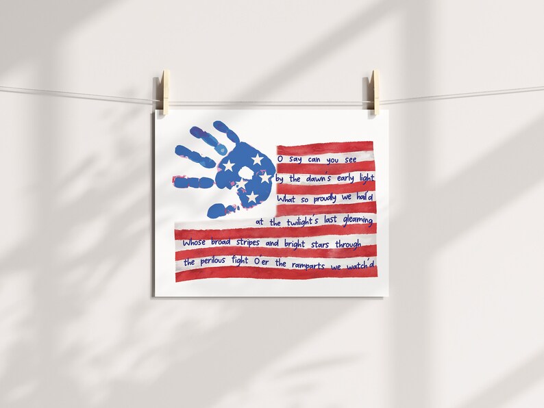 4th of July Printable Handprint Art American Flag National - Etsy