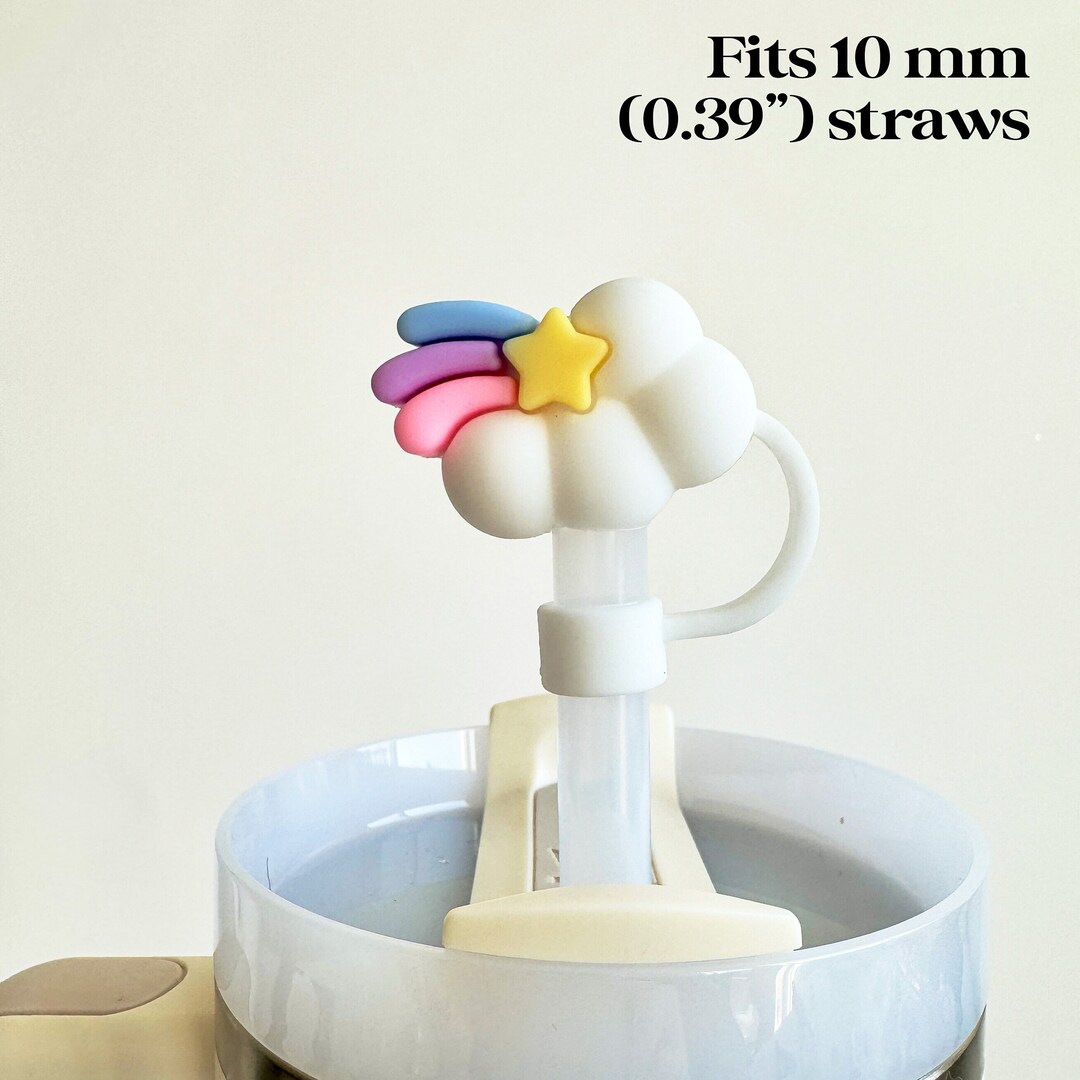Cute Cloud Tumbler Straw Topper Star Bottle Straw Cover Silicone Straw ...