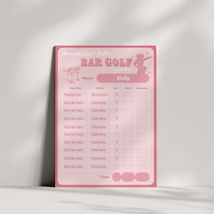Editable Pub Golf Scorecard Pink Cowgirl Bar Crawl Template Western ...