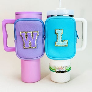 Custom Tumbler Fanny Pack Water Cup Zipper Pouch Varsity Letter Tumbler ...