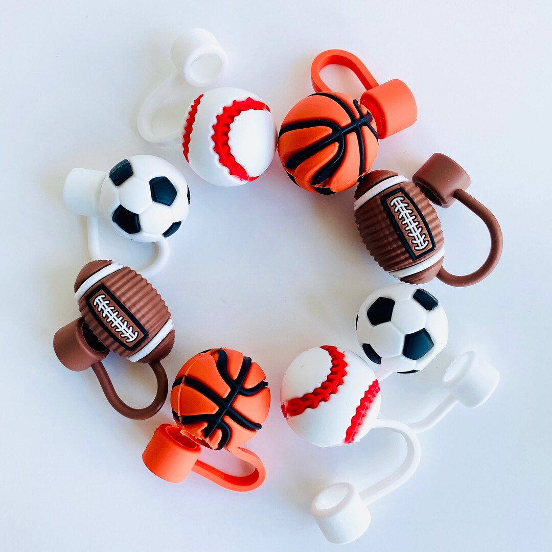 Baseball Straw Topper Football Tumbler Straw Cap Basketball Cup Straw ...