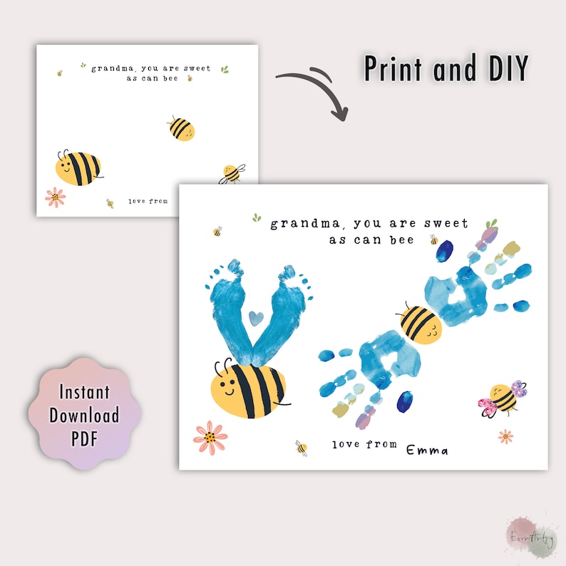 Grandparents Day Printable Handprint Art for Grandmother DIY - Etsy