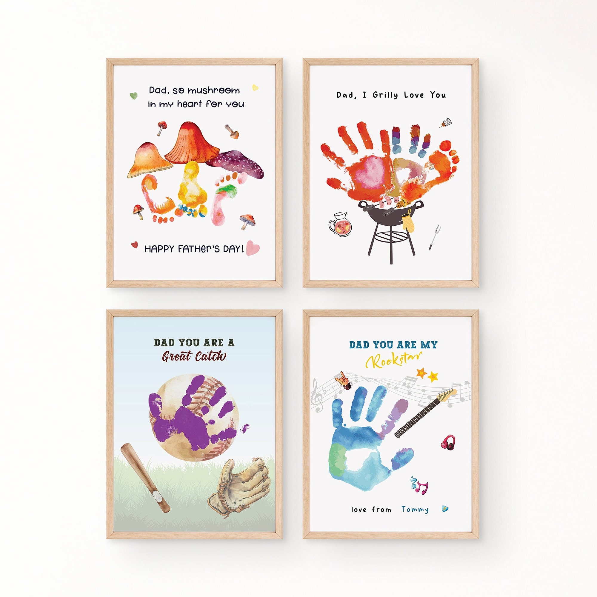 Fathers Day Printable Handprint Template Bundle Of 8 T Etsy