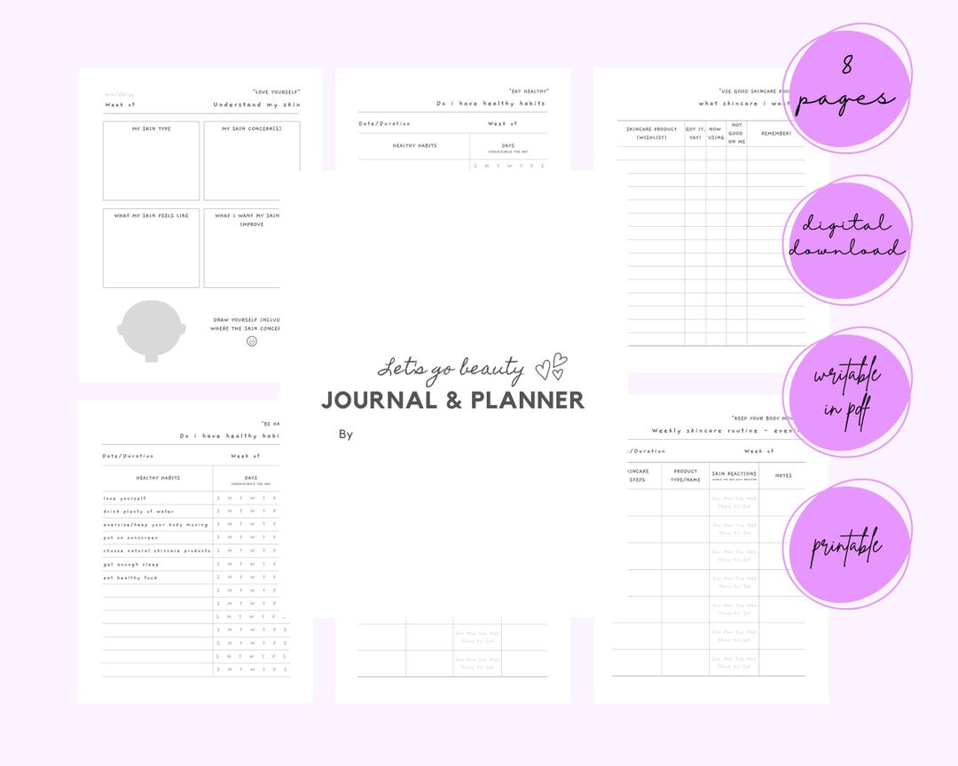 Skin Care Journal | Skin Care Planner | Skin Care | Digital Download ...
