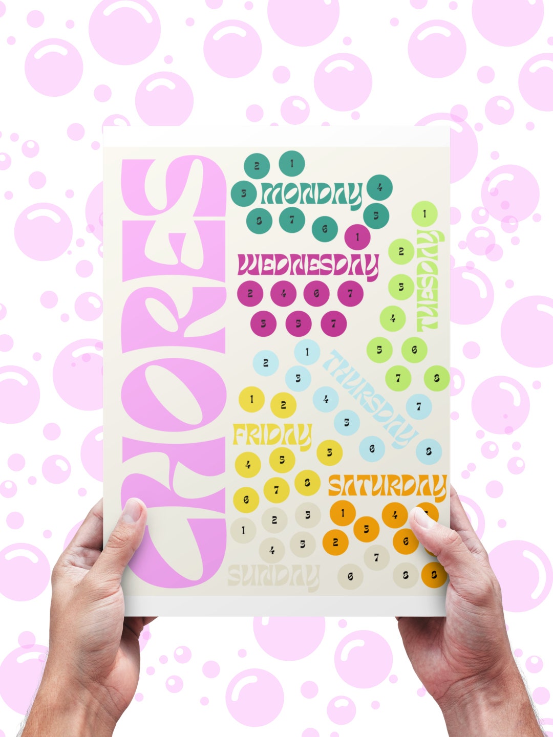 CHORE CHART Bri Bubble Design Instant Digital Download - Etsy