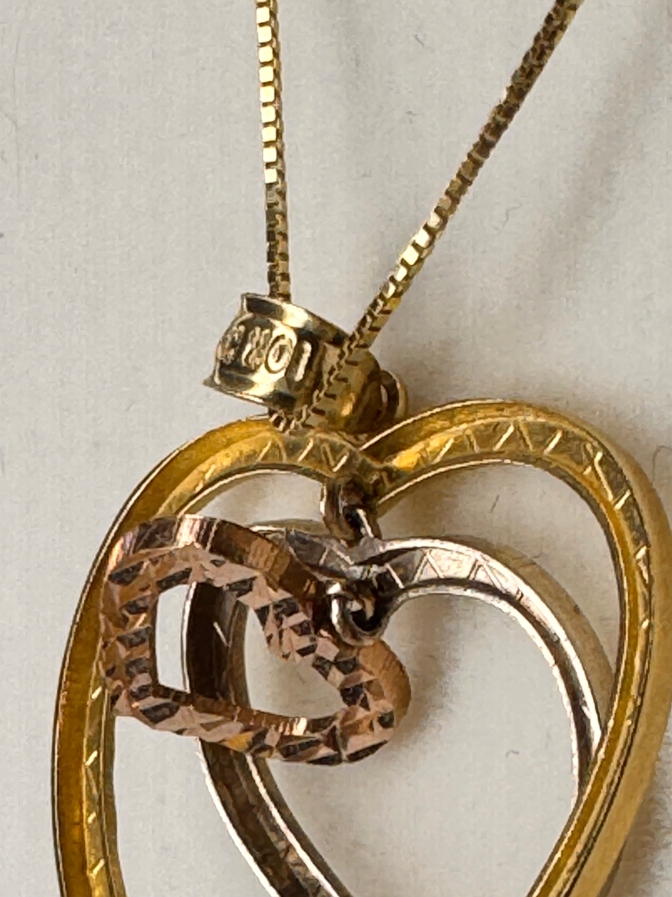 Vintage 10K Solid Gold Tri-color Heart Pendant - Etsy
