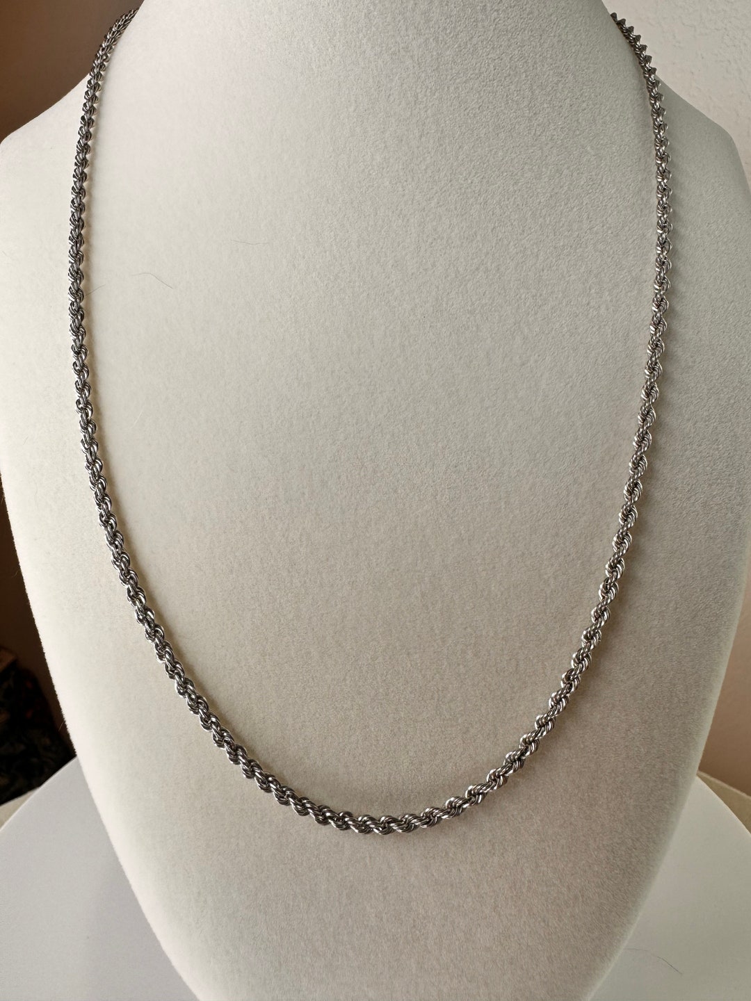 Vintage 18K Solid White Gold Rope Chain Necklace, 20 - Etsy