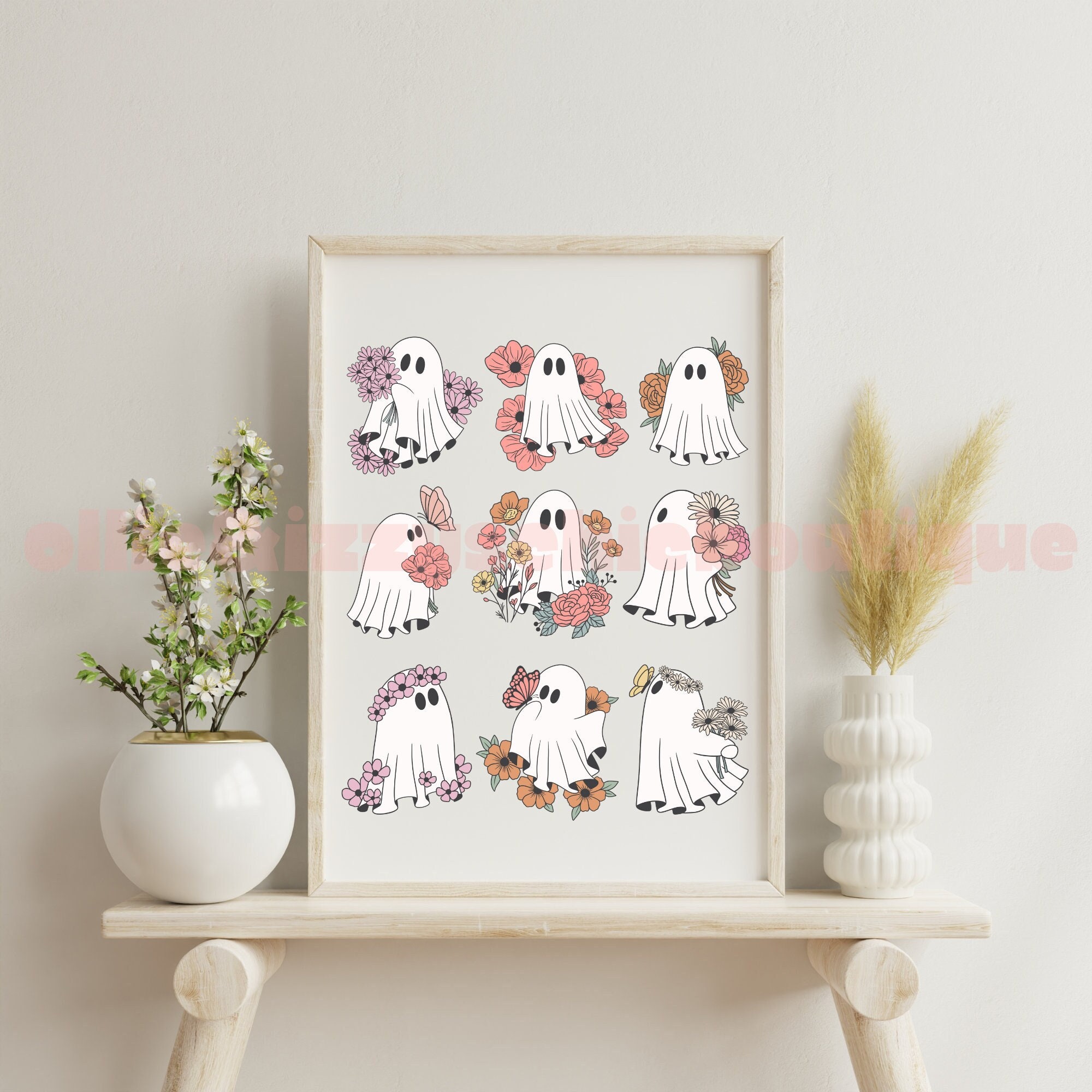 Floral Ghosts Png Ghost Collage Svg PNG, Halloween Png Cute Pretty ...